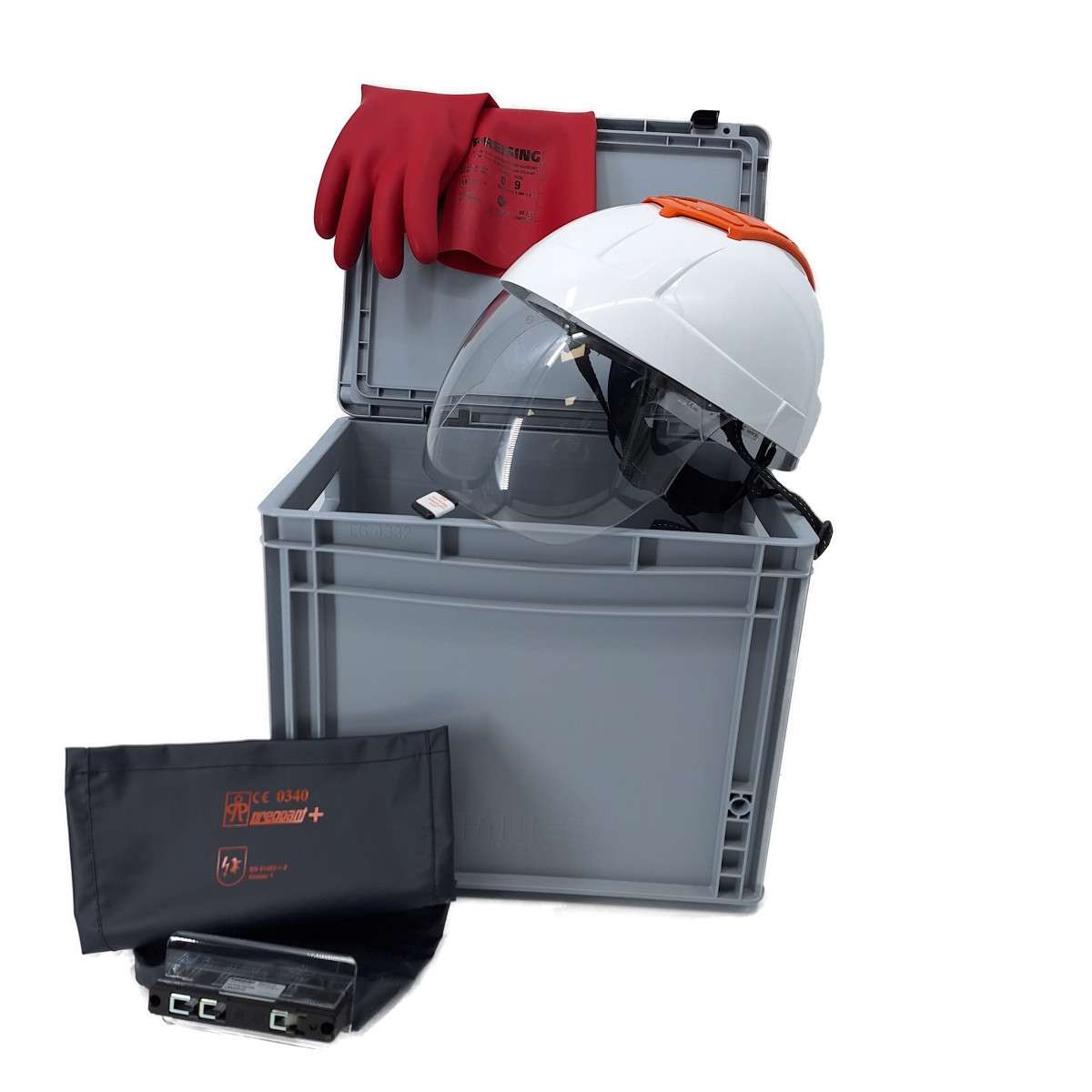 VDE veiligheidsset boxklasse 1, helm met geïntegreerd scherm ...