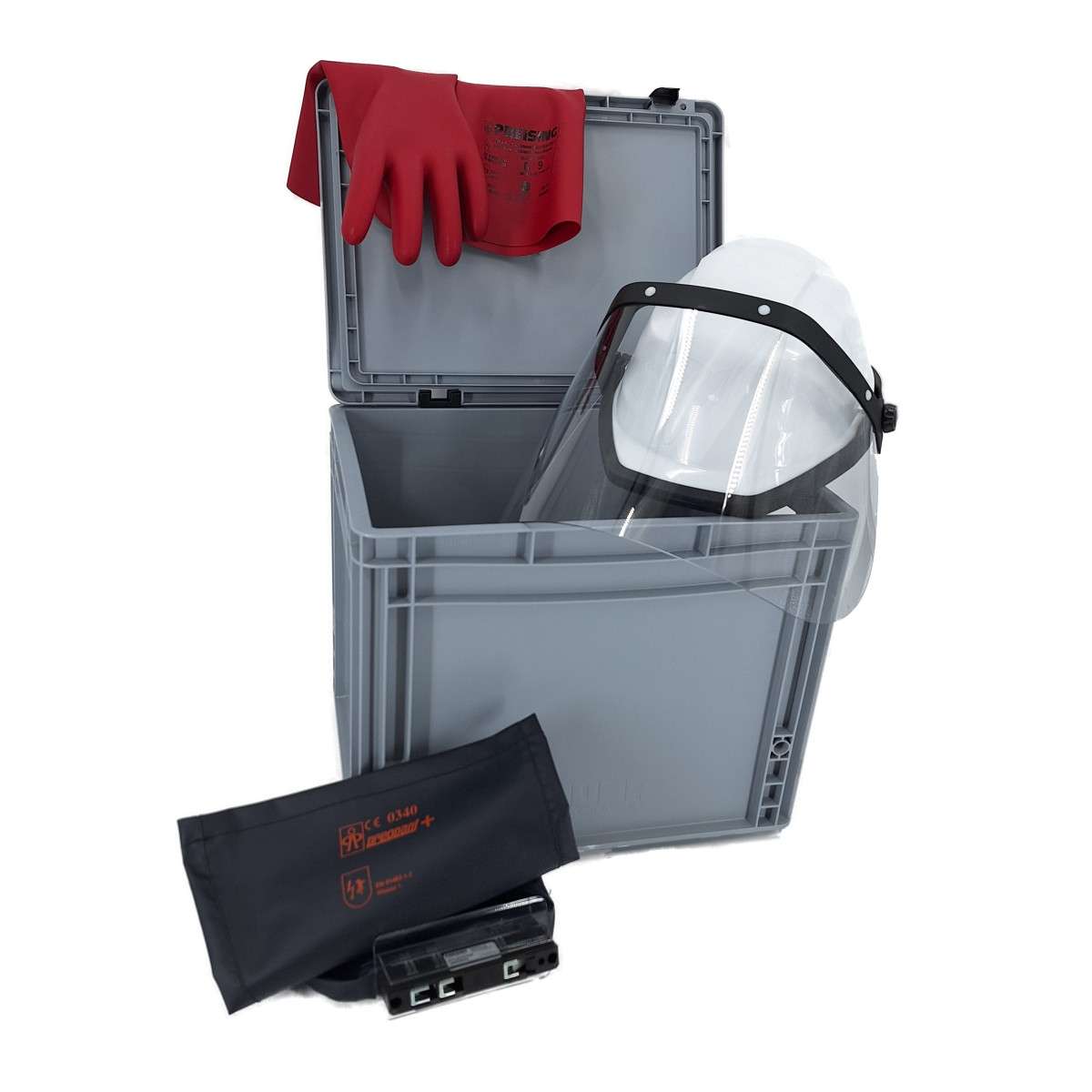 VDE veiligheidsset boxklasse 1, helm + scherm met elastische ...